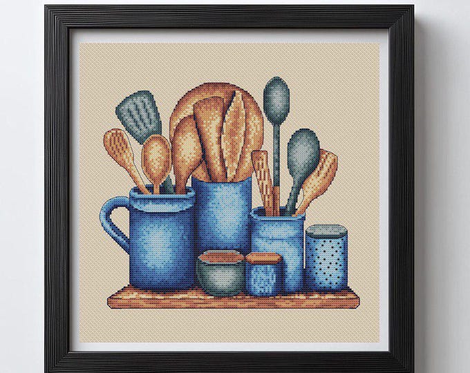 Cross Stitch Pattern Pdf Vintage Kitchen, Printable Pdf Pattern ...
