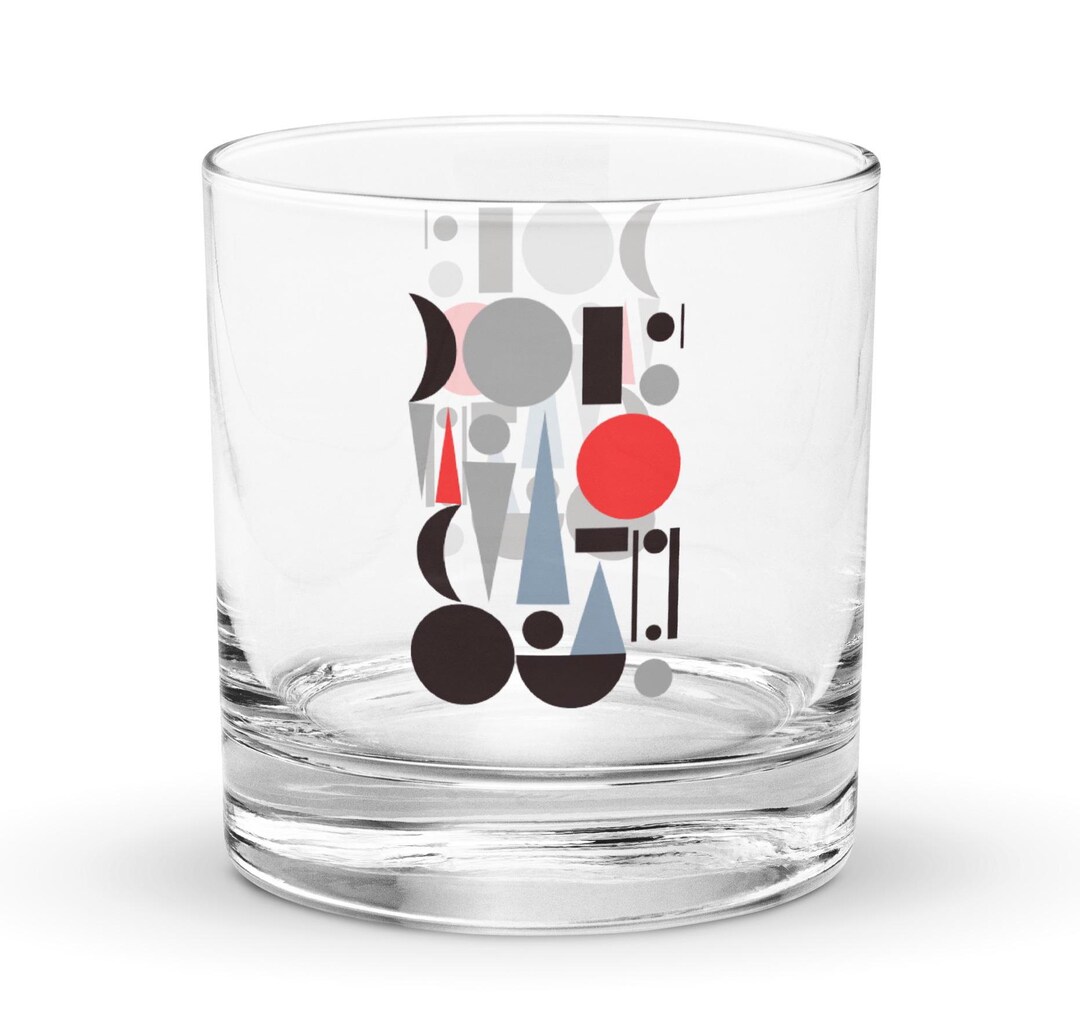 Geometric Cubist Pattern Retro Mid-century Rocks Whiskey Cocktail ...
