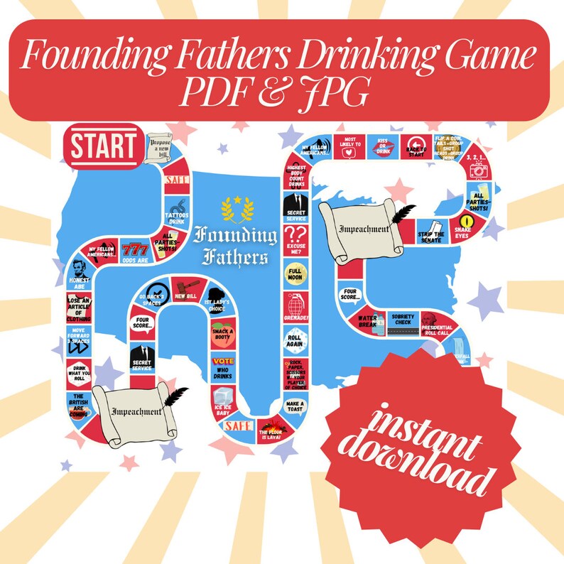 Founding Fathers Drinking Board Game, Funny Dice Game, Digital Download ...