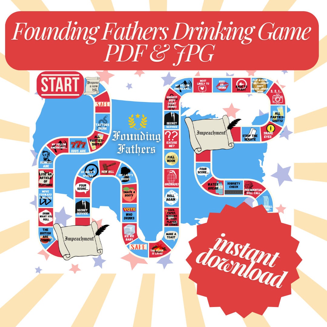 Founding Fathers Drinking Board Game, Funny Dice Game, Digital Download ...