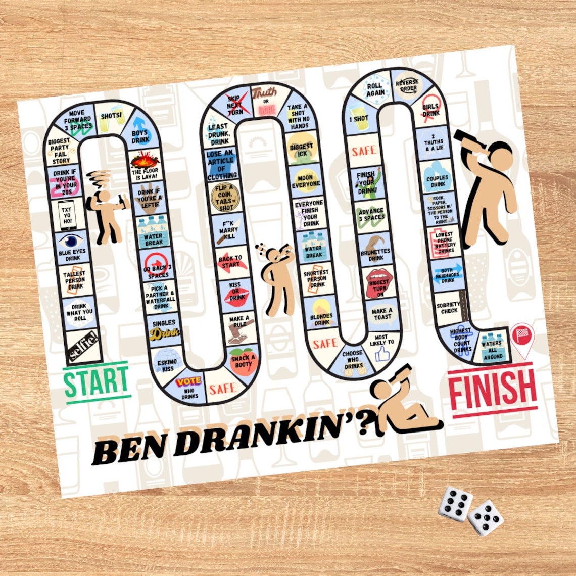 Ben Drankin' Drinking Dice Game: Printable Party Game (digital Download ...