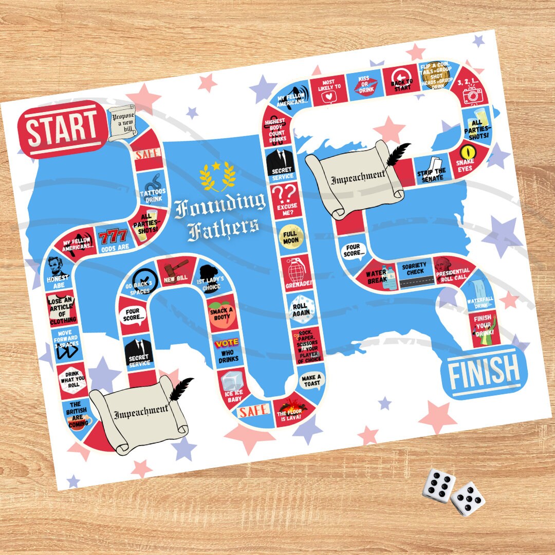 Founding Fathers Drinking Board Game, Funny Dice Game, Digital Download ...