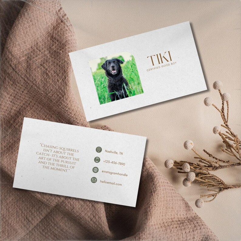 Dog Business Card Editable Template, Canva Downloadable Funny Dog/cat ...