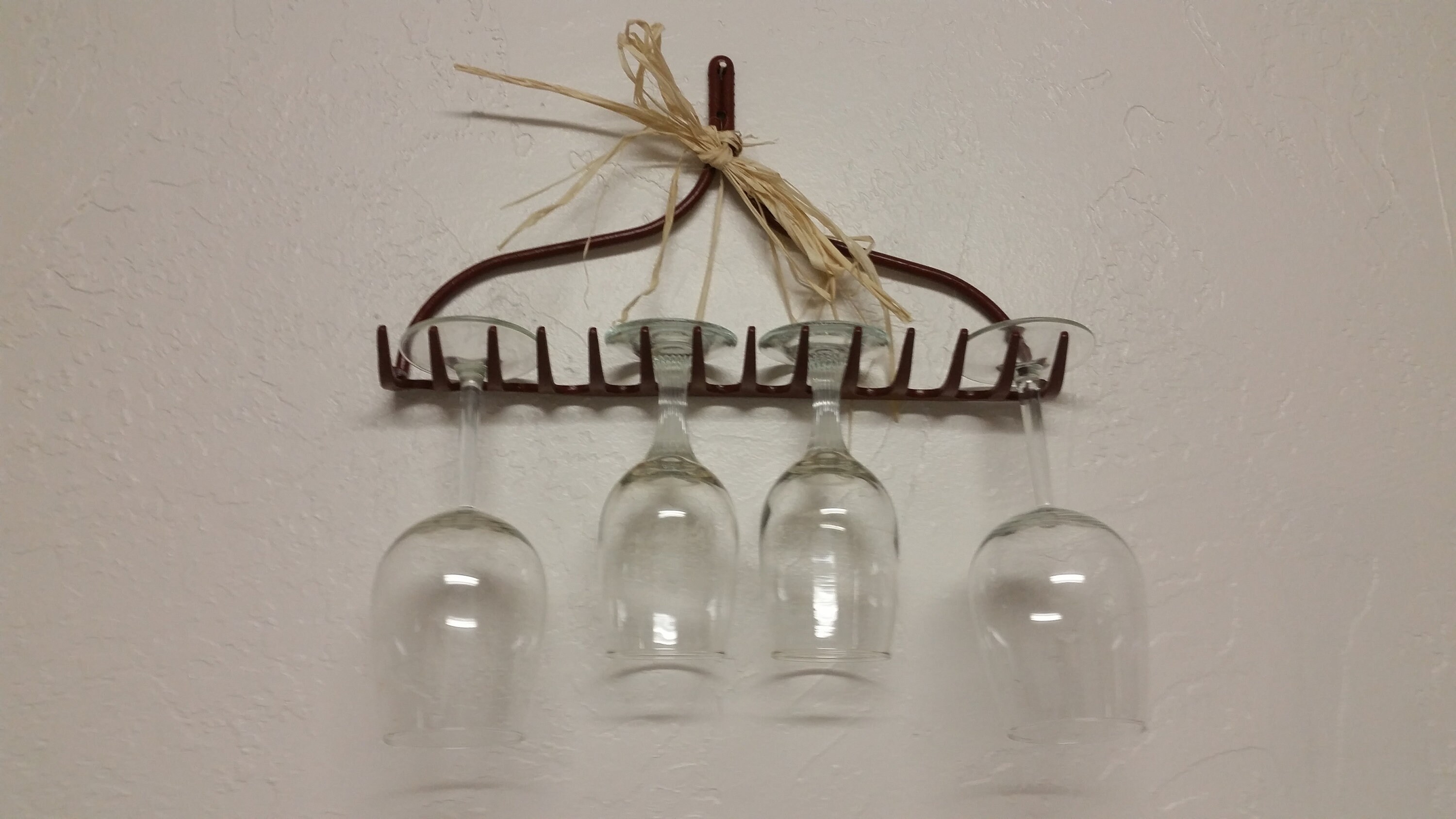 Upcycled Rake-old Red Rake Wine Glass Holder-jewelry Hanger-key Hanger ...
