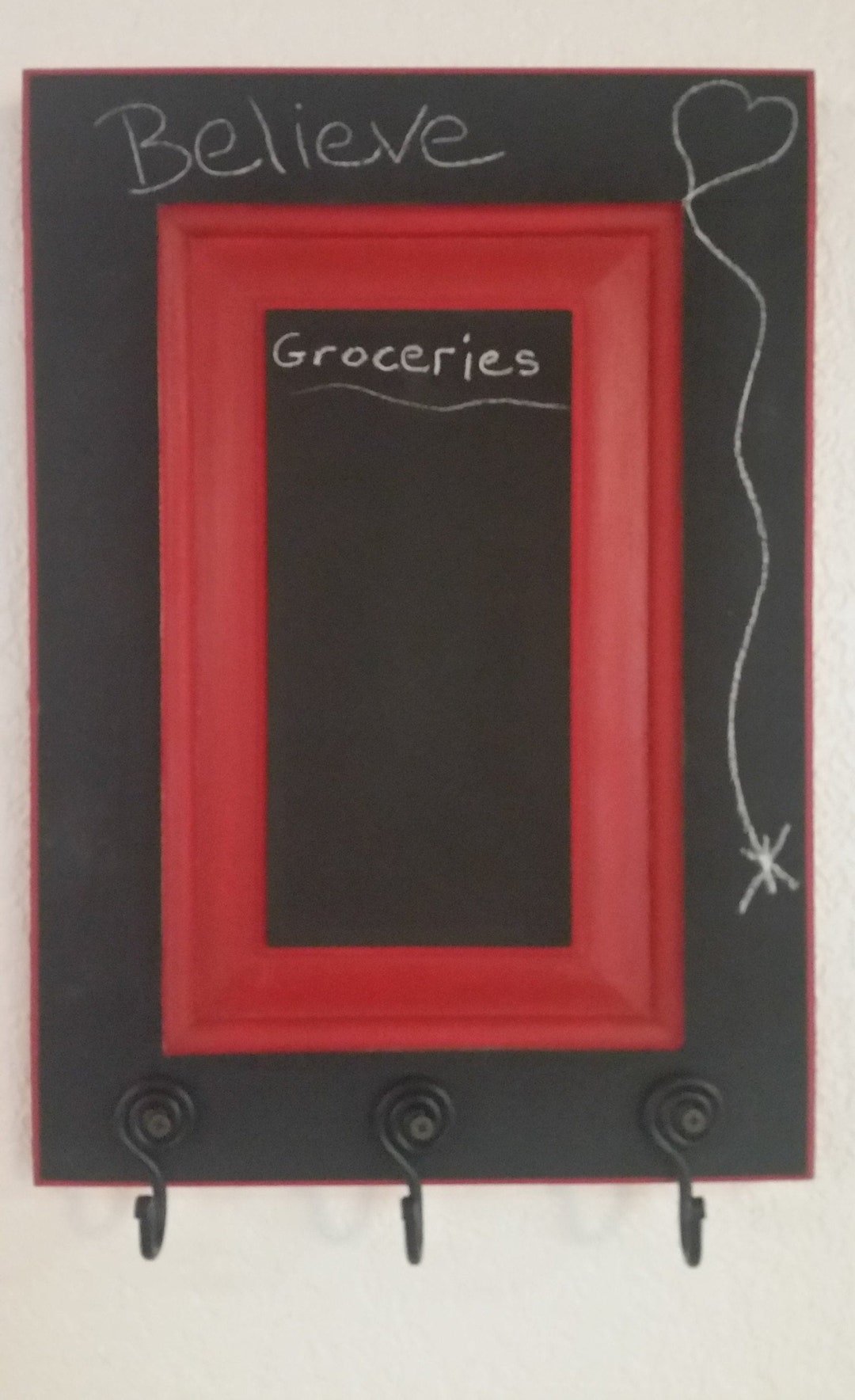 Chalk Board, Wall Hanging Daily Notes, and Key Holder, Jewelry Hanger ...