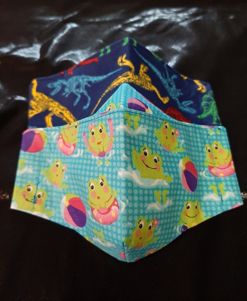 Childs Face Mask Double Layer Quilters Cotton With Nose Cover, Washable ...