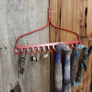 Upcycled Rake-old Red Rake Wine Glass Holder-jewelry Hanger-key Hanger ...