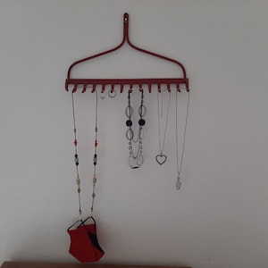 Upcycled Rake-old Red Rake Wine Glass Holder-jewelry Hanger-key Hanger ...
