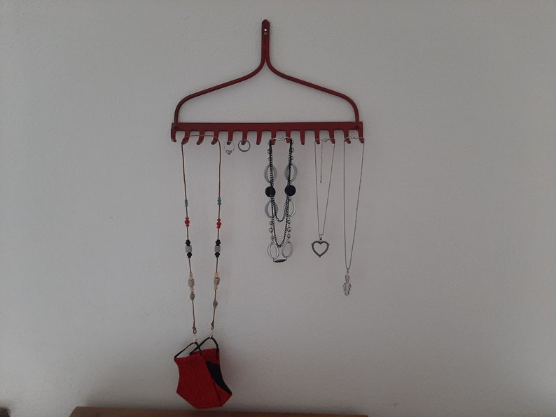 Upcycled Rake-old Red Rake Wine Glass Holder-jewelry Hanger-key Hanger ...