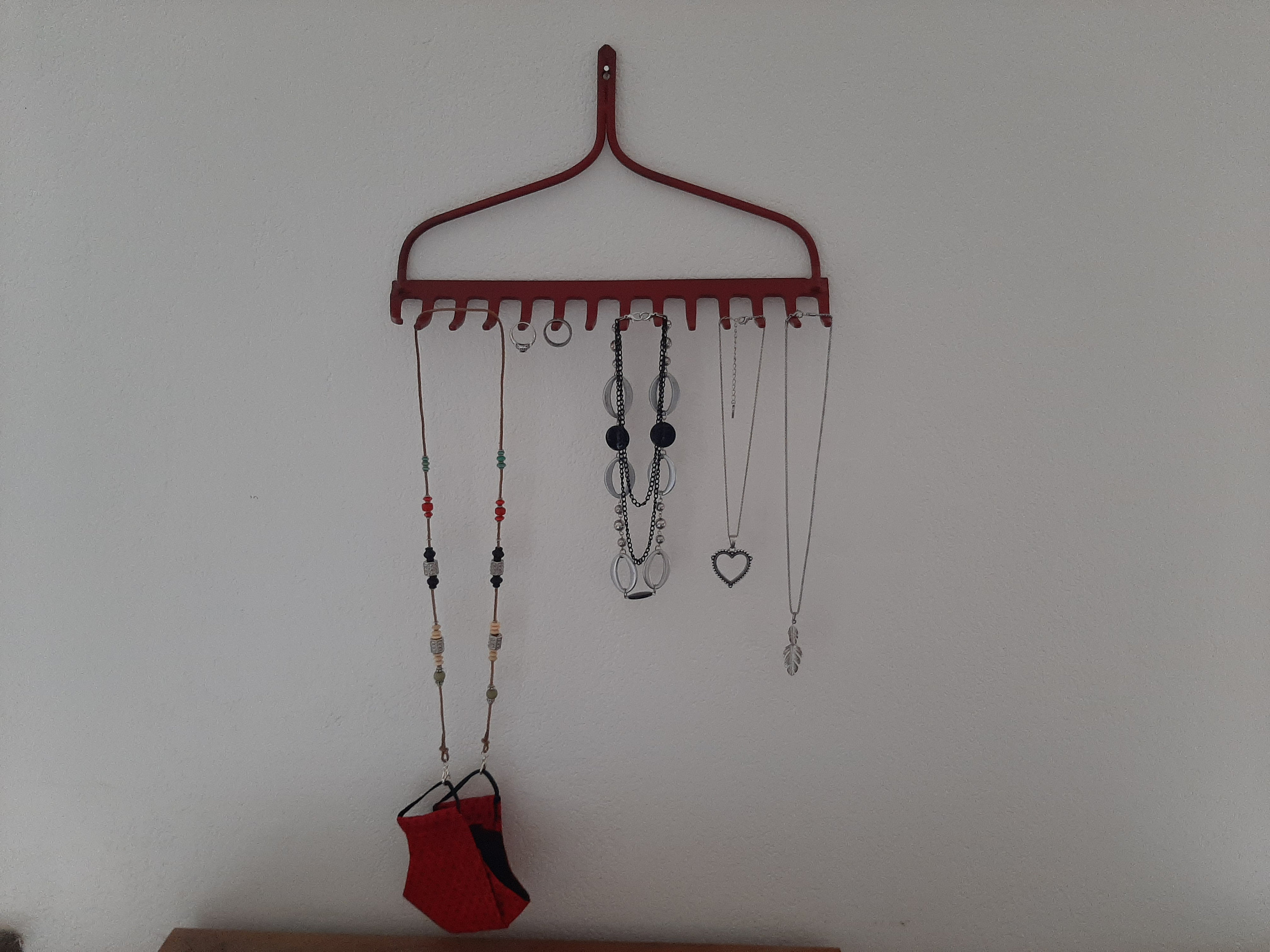 Upcycled Rake-old Red Rake Wine Glass Holder-jewelry Hanger-key Hanger ...