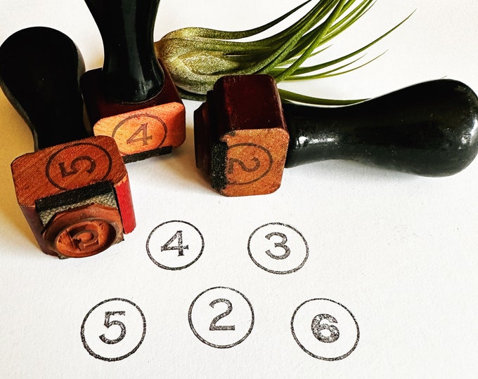 You Choose: Vintage Numbers in Circle Rubber Stamps, Wood Handled ...