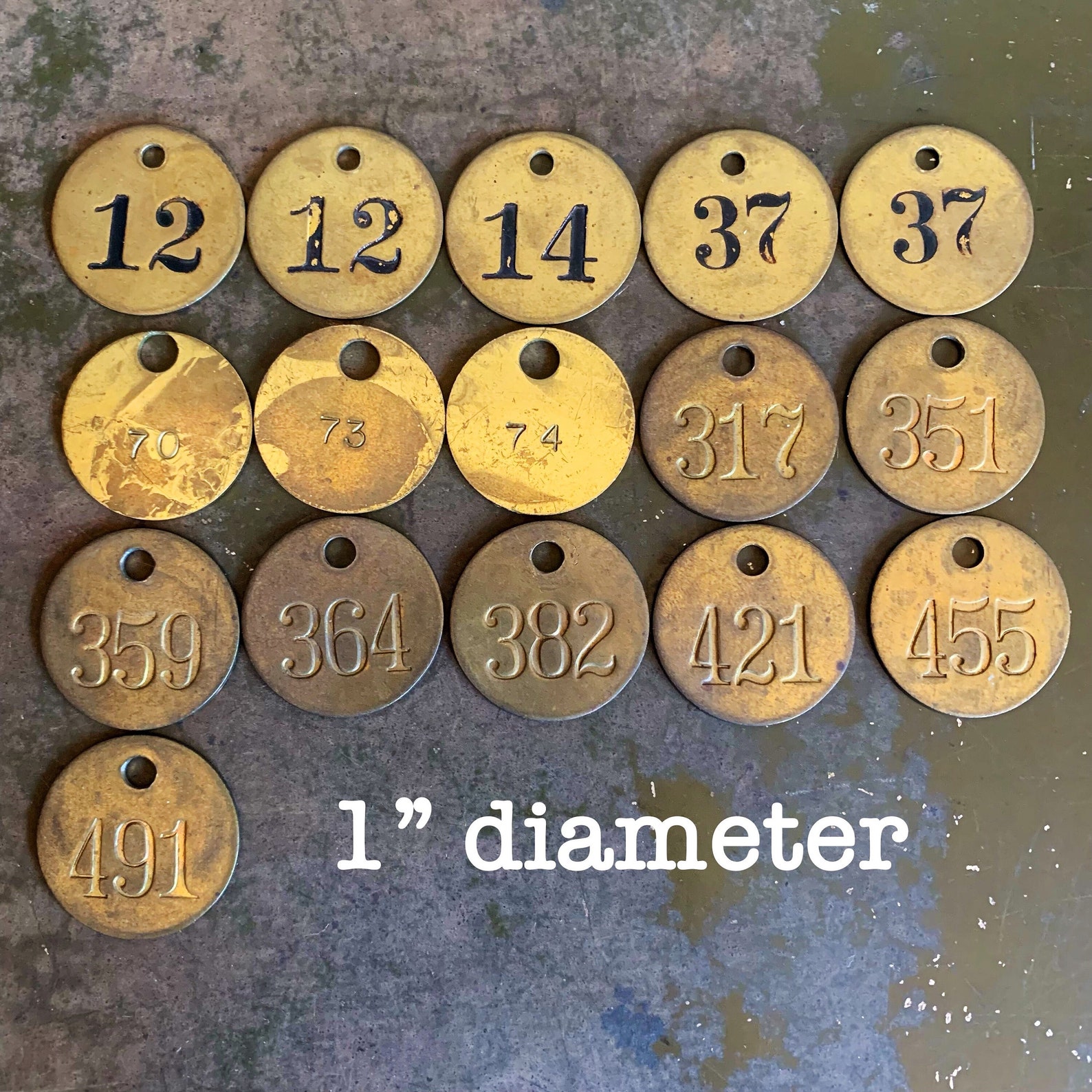 Vintage Brass Number Tags, Metal Key Fobs, Farmhouse Decor - Etsy