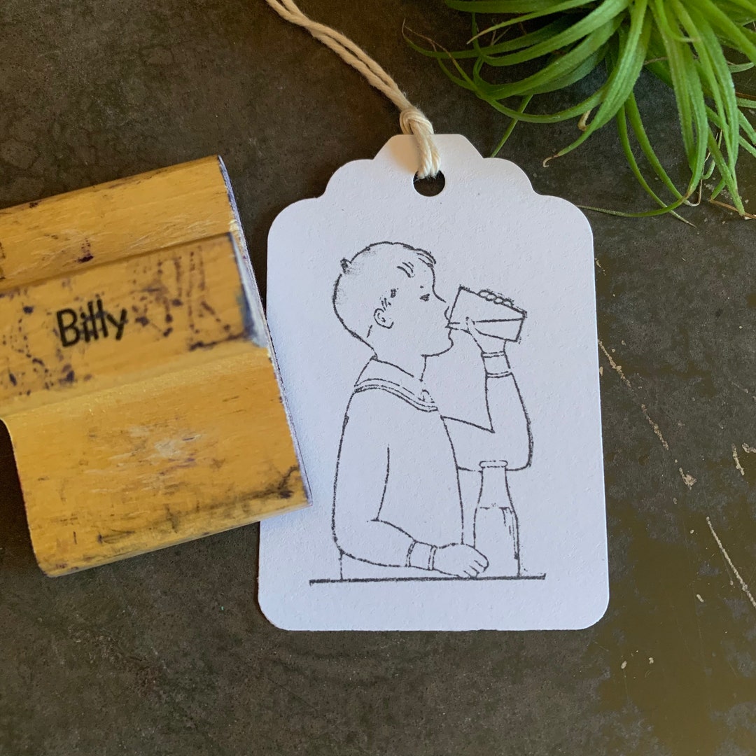 Vintage Billy Drinking Rubber Stamp, Wood Stampers for Planners & Junk ...