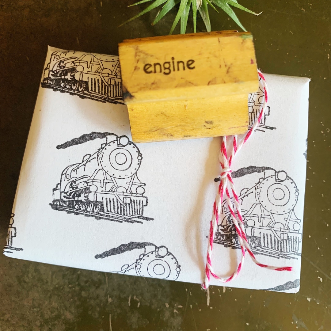 Vintage Engine Rubber Stamp, Transportation Train Party Supplies, Fun ...