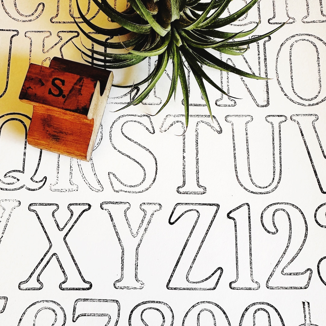 You Choose: Large Vintage Letter & Number Stamps Outline Style With ...