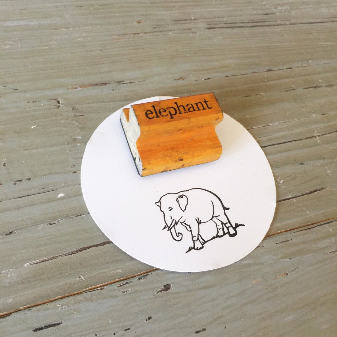 Vintage Elephant Rubber Stamp, Zoo Theme DIY Party Supplies, Gift for ...