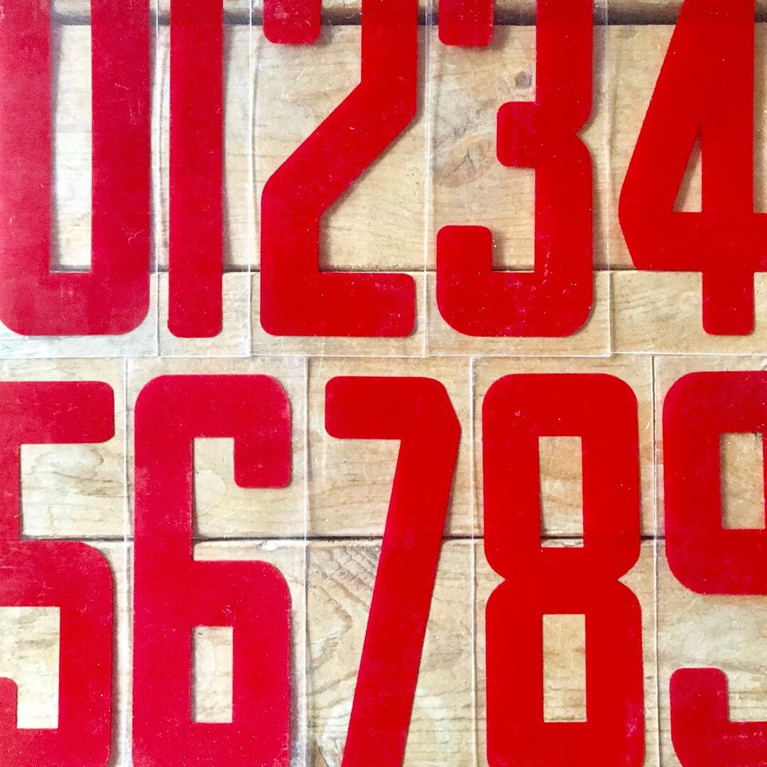 9” Red Vintage Sign Numbers, Pick Your Numbers, Red Lettering on Clear ...