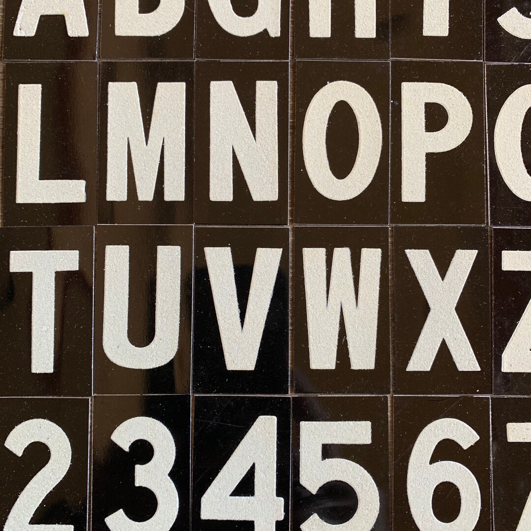 Vintage Aluminum Black & White Sign Letters and Numbers, Industrial ...