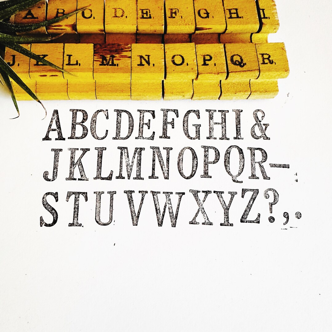 Vintage Alphabet Rubber Stamp Set Serif Style, A Through Z Uppercase ...