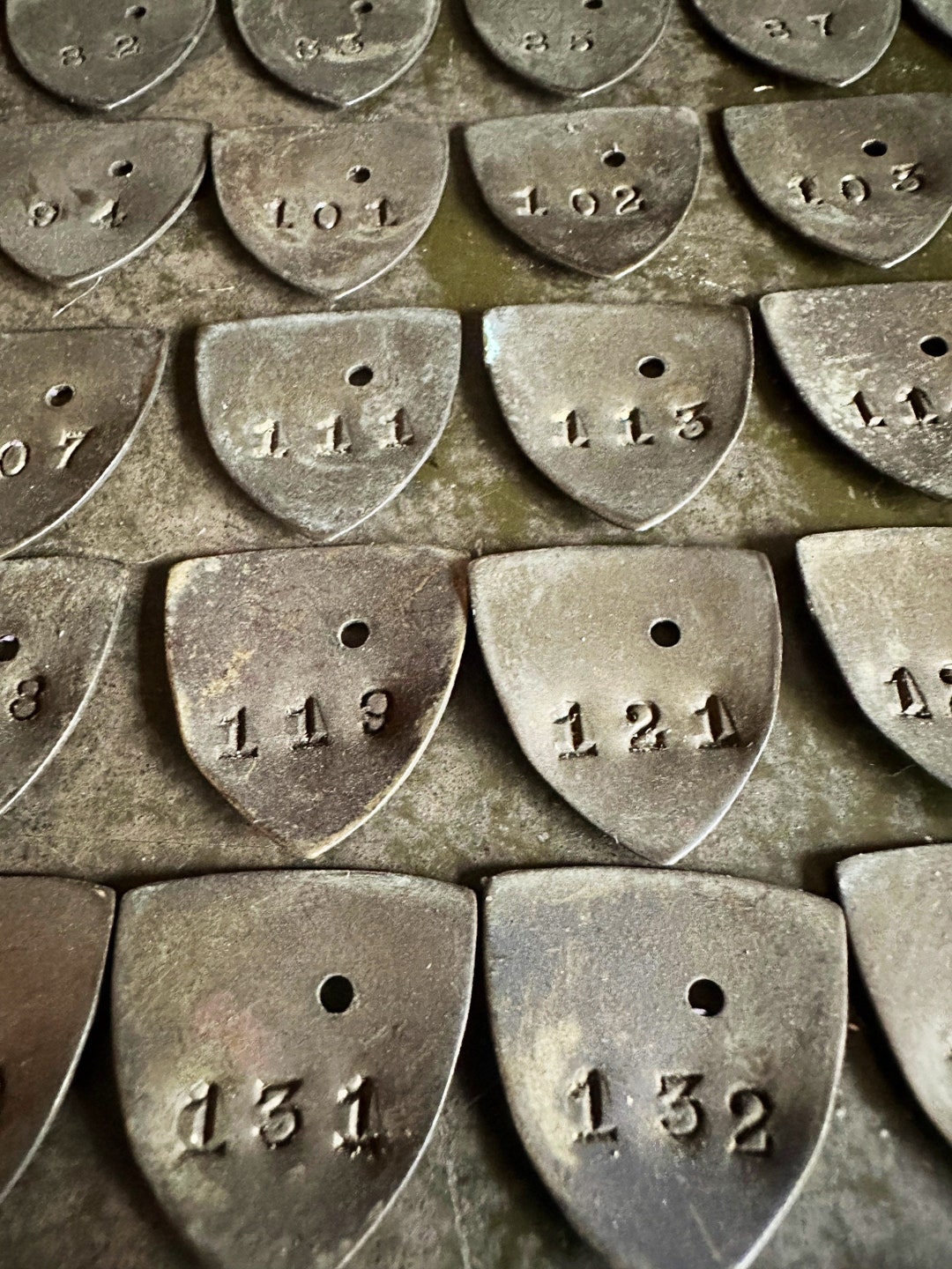 Vintage Cattle Brass Tags, Number Tags for Labeling, Rounded Triangular ...