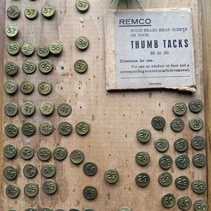 5 Vintage Brass Number Thumb Tacks Set, Vintage Industrial Home Office ...