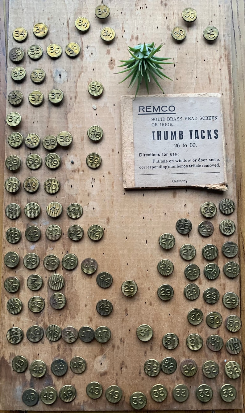 5 Vintage Brass Number Thumb Tacks Set Vintage Industrial | Etsy