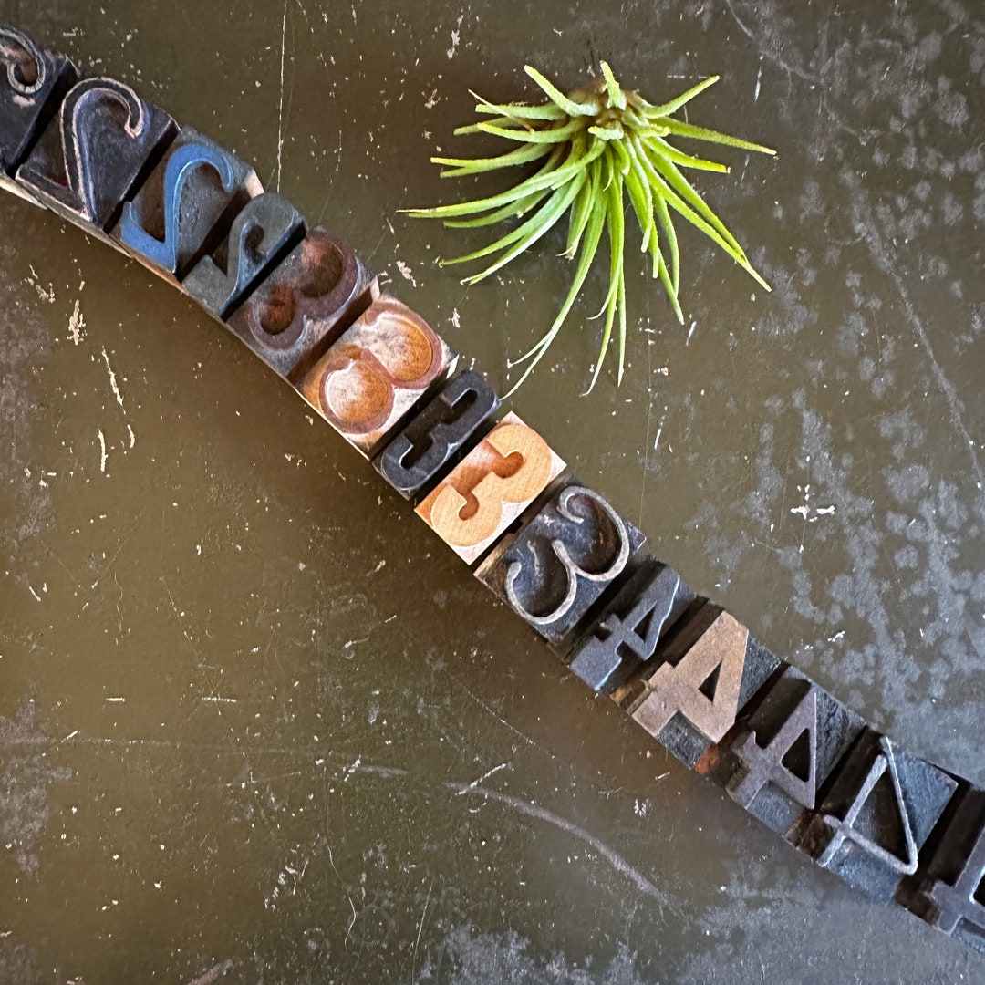 1" Vintage Letterpress Numbers, Printing Press Wood Number Display ...