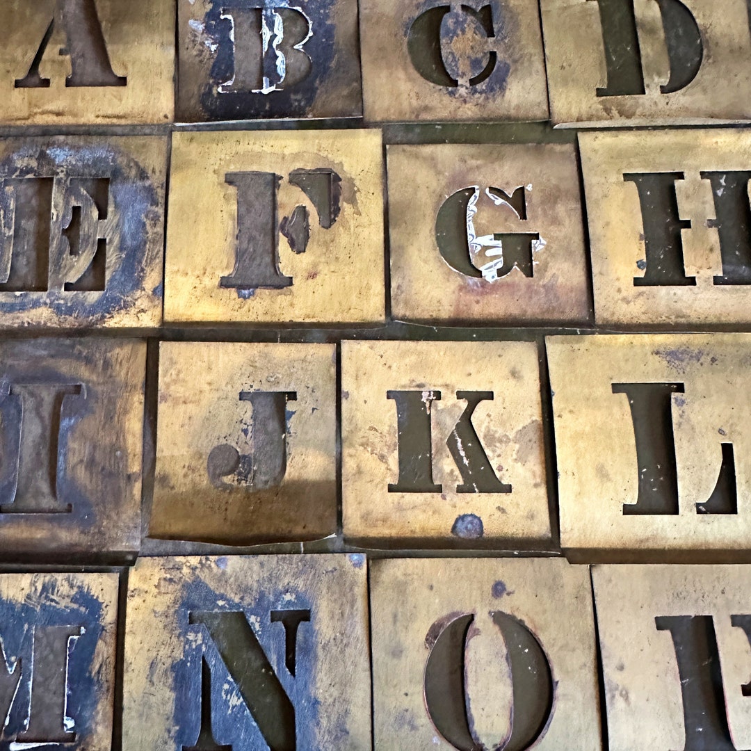 Antique Brass Letter Stencils, Vintage Farmhouse Decor, Available in 7 ...