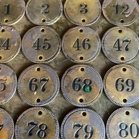 Vintage One Inch Brass Number Tags With Two Holes Vintage - Etsy