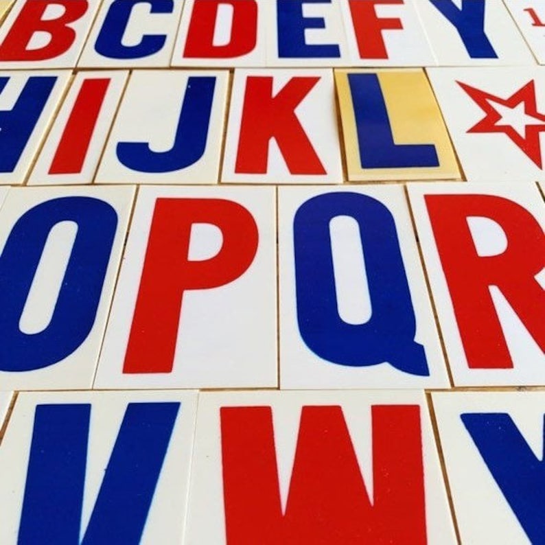 4 1/8 Inch Red & Blue Vintage Plastic Sign Letters for - Etsy