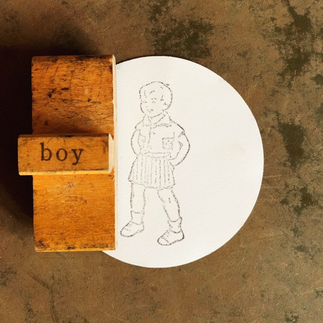 Large Vintage Boy Wood Stamp, DIY Card Making - Etsy
