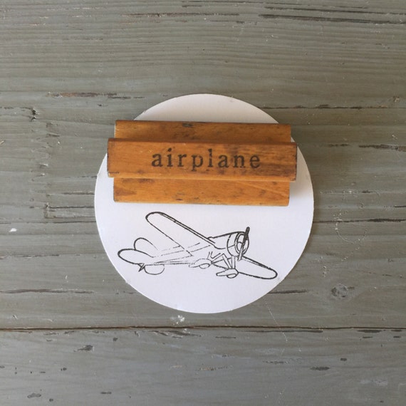 Vintage Airplane Stamp Wood Airplane Stamp the Classroom | Etsy