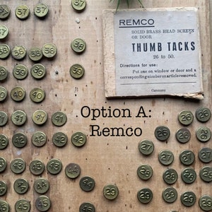 5 Vintage Brass Number Thumb Tacks Set, Vintage Industrial Home Office ...