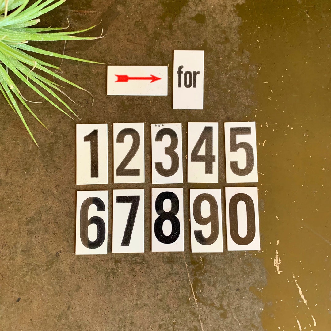 Set of 12 Ultra-mini 1” Vintage Sign Numbers, Black & White Numbers ...