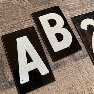 Vintage Aluminum Black & White Sign Letters and Numbers, Industrial ...
