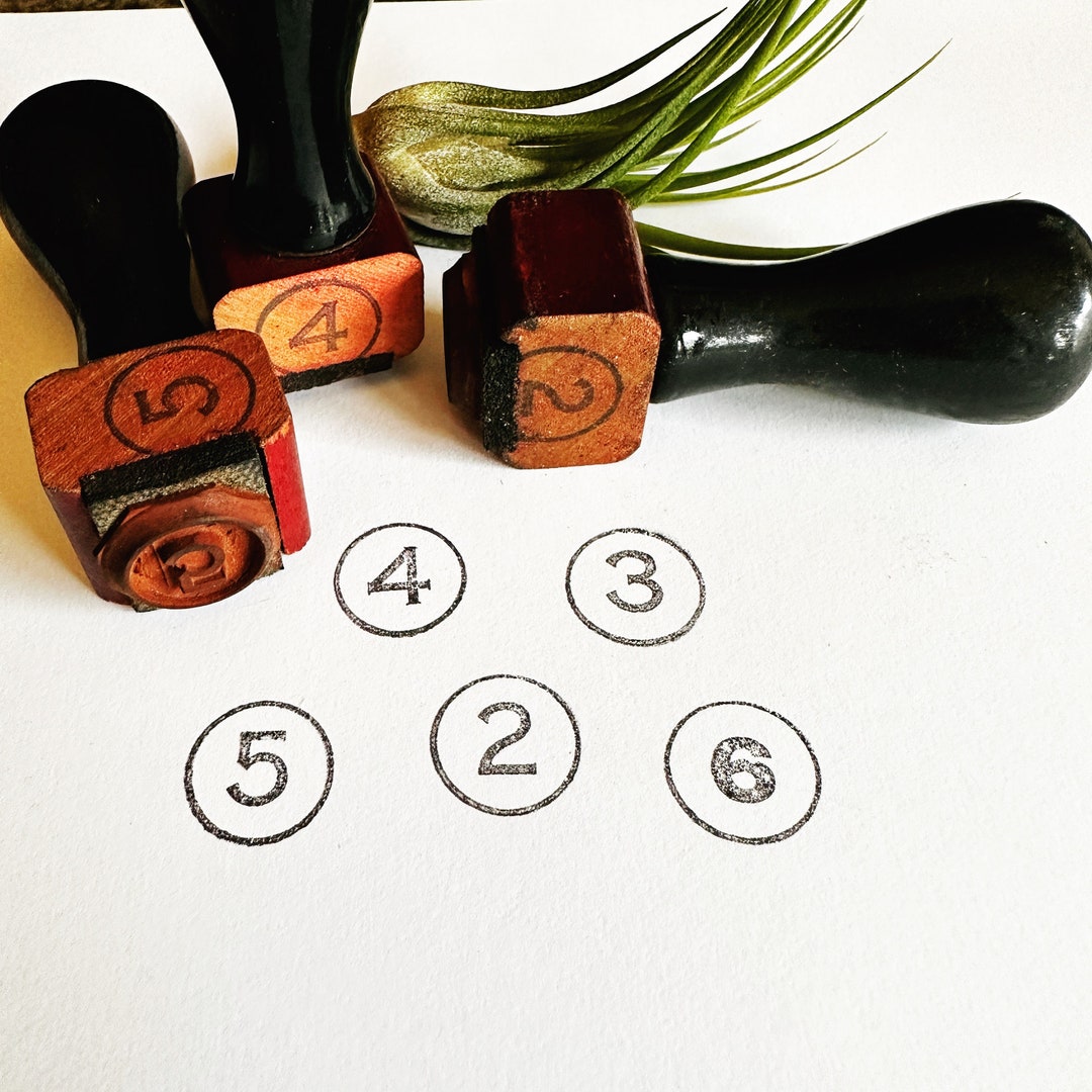 You Choose: Vintage Numbers in Circle Rubber Stamps, Wood Handled ...