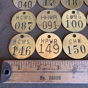 Vintage Brass Number Tags, Industrial Numbered Key Fobs, Steampunk ...