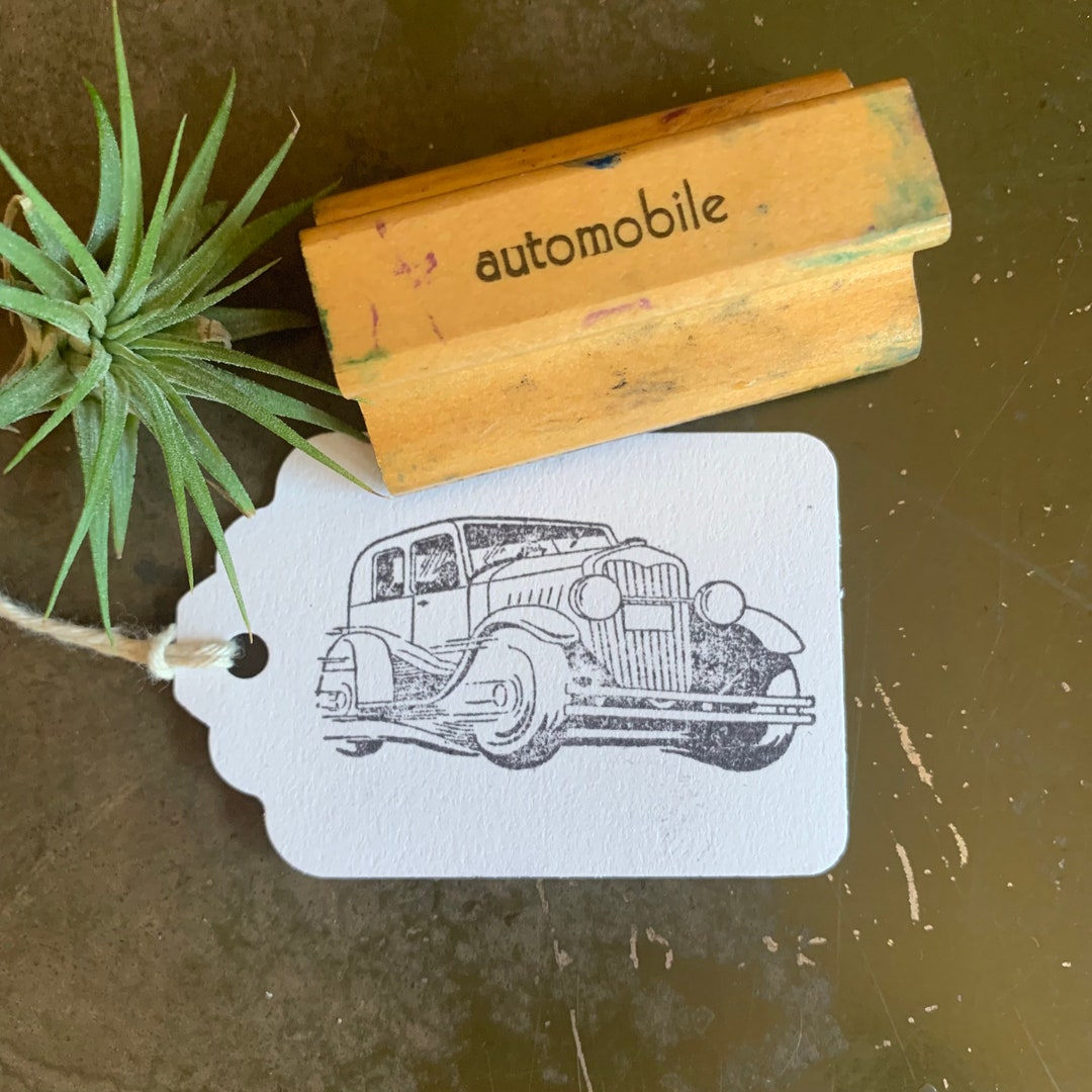 Vintage Wood Automobile Stamp, DIY Craft Supplies for Transportation ...