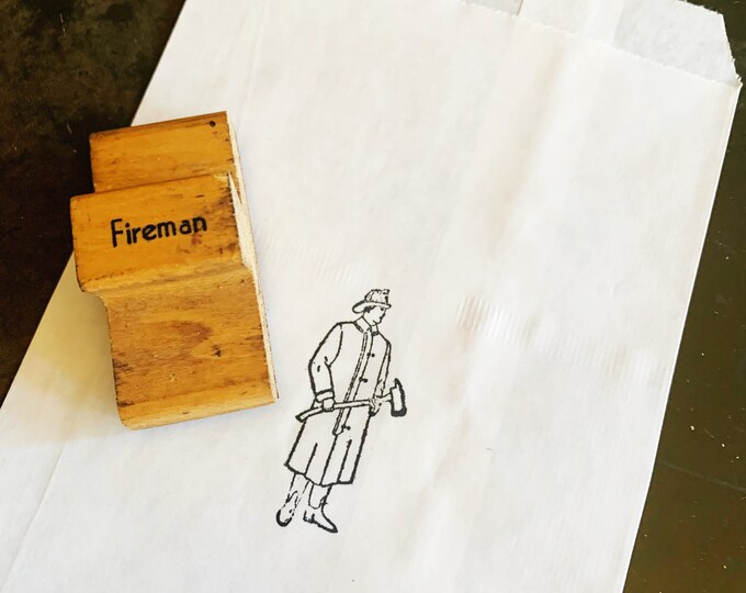 Vintage Fireman Stamp, DIY Fire Fighter Party Supplies, Real Super ...