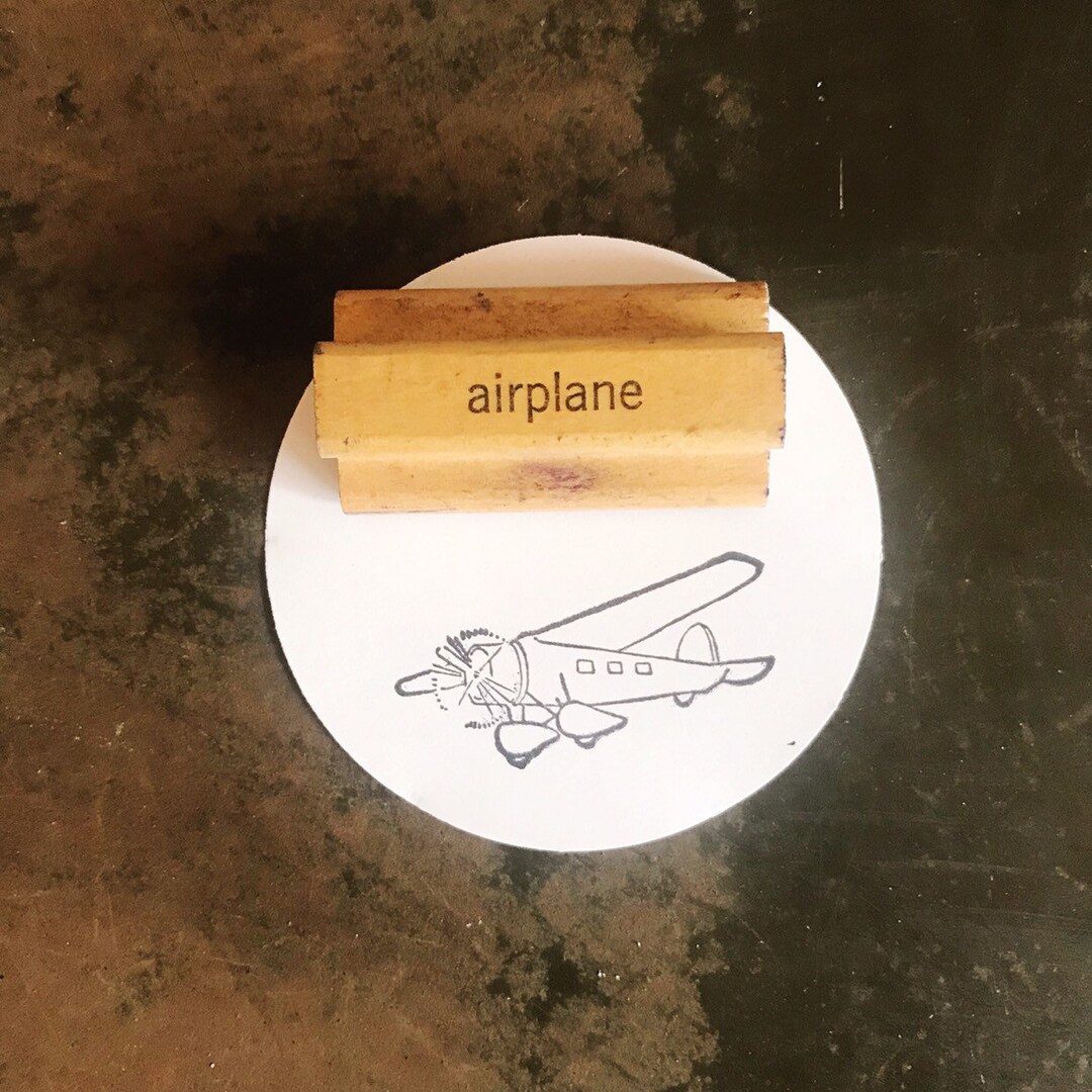 Vintage Airplane Stamp Rubber and Wood Stamp Trasportation Themed Decor ...