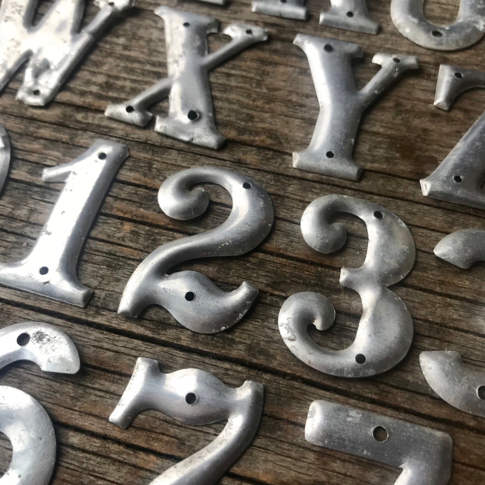 Vintage Metal Letters and Numbers for Industrial Decor & Crafts, Labels ...