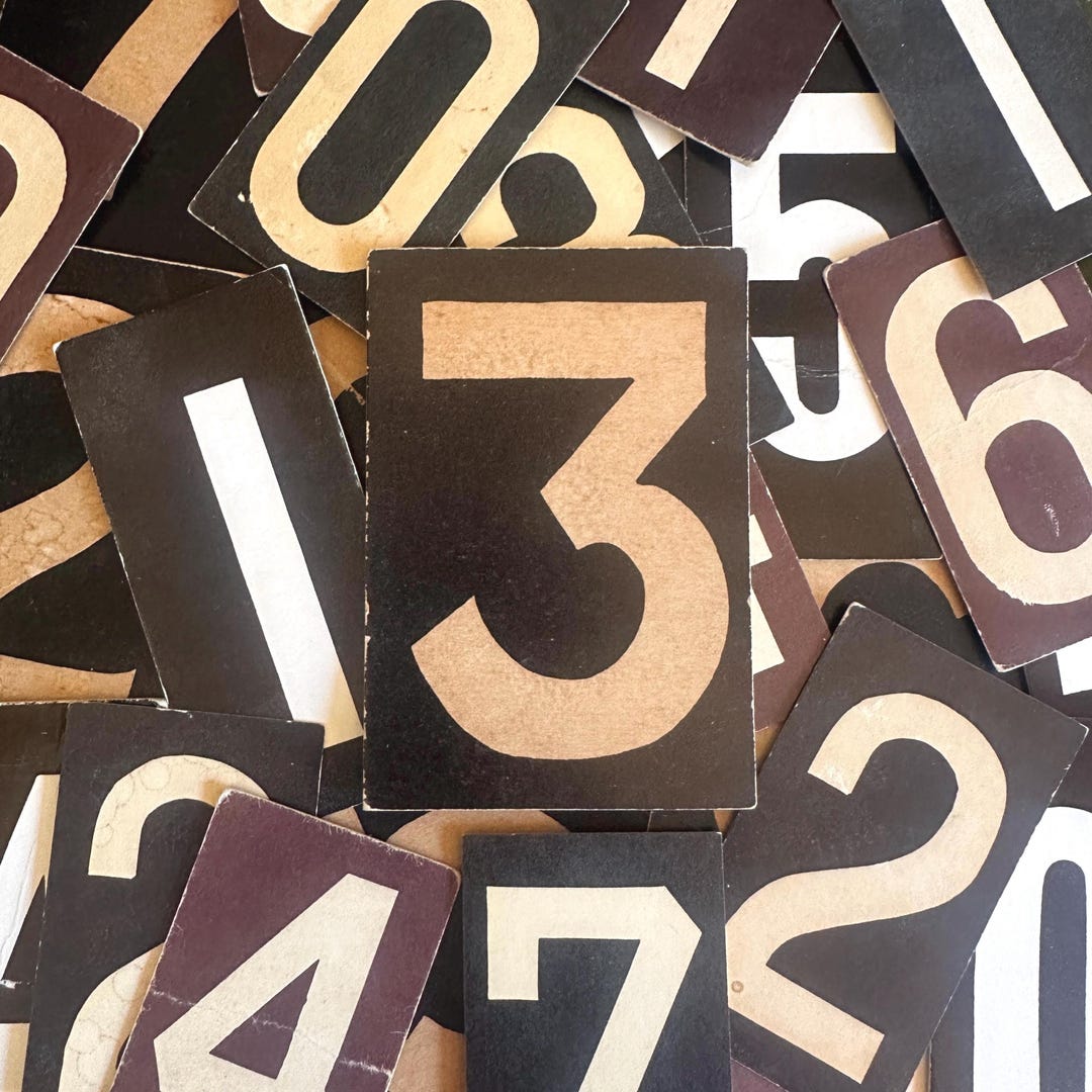 Cardboard Vintage Sign Numbers Available by the Number, Vintage ...