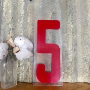 9” Red Vintage Sign Numbers, Pick Your Numbers, Red Lettering on Clear ...