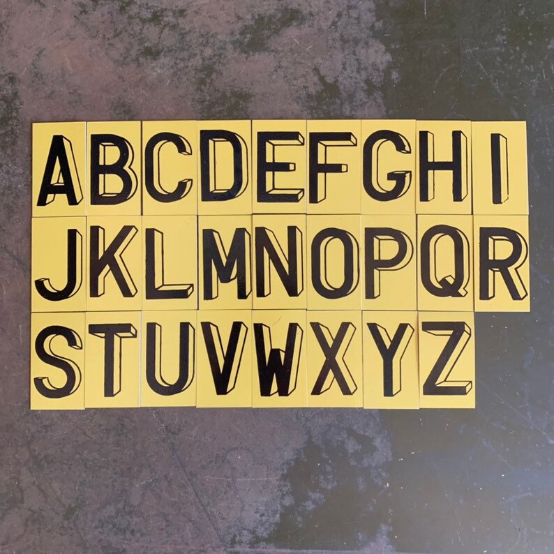 Vintage Black & Yellow Sign Letters Metal Bulletin Alphabet - Etsy