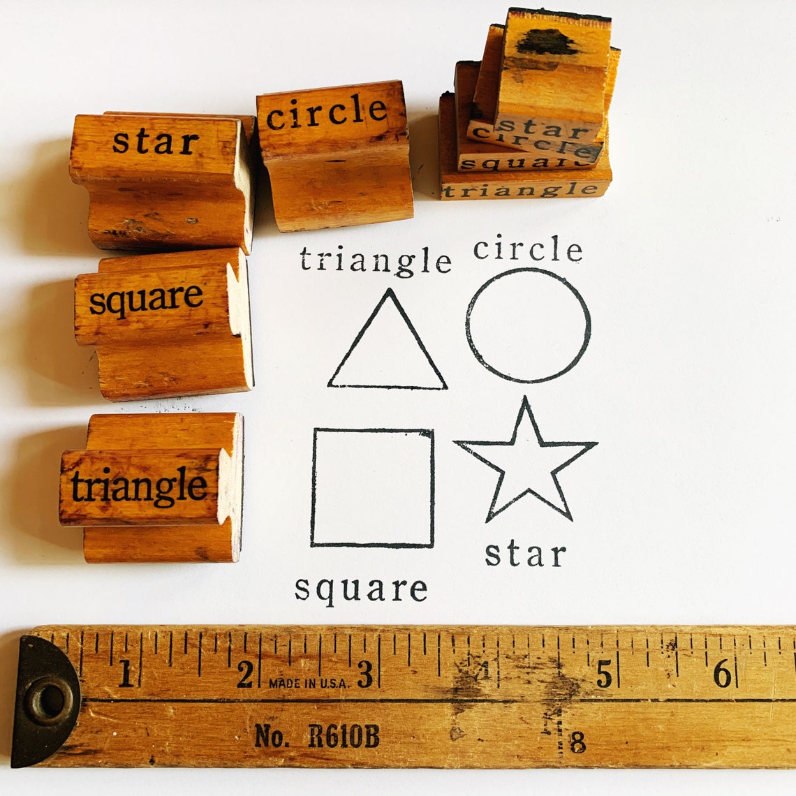 Vintage Shapes Stamp Set Star Triangle Square Circle Bullet - Etsy