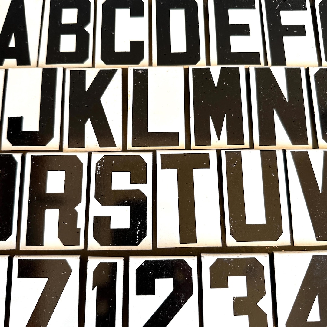 2 1/2” Vintage Metal Black on White Sign Letters, Numbers & Symbols ...