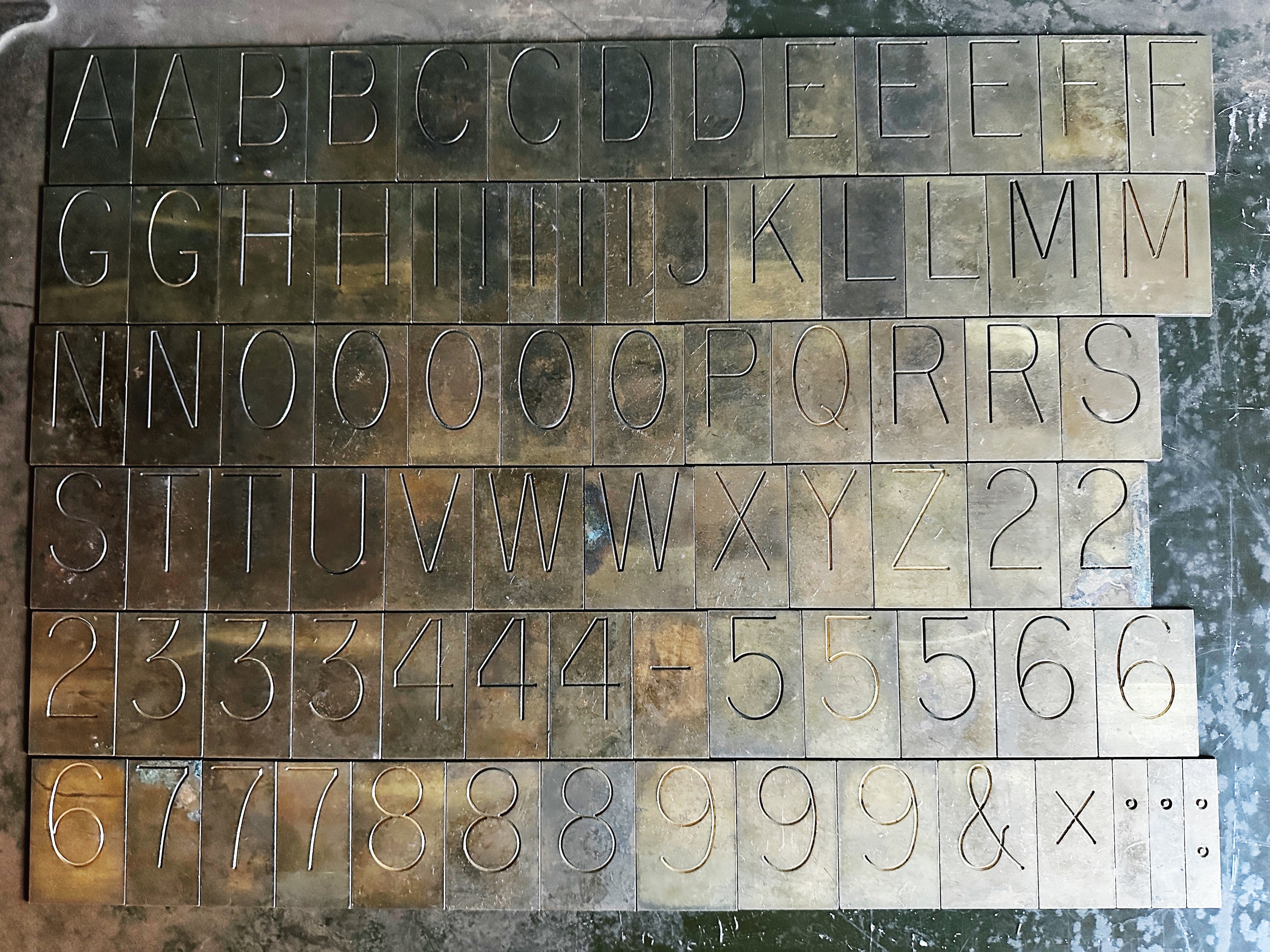 Vintage Brass Engraving Letters and Numbers, 2 1/4 Inch Brass Sign ...