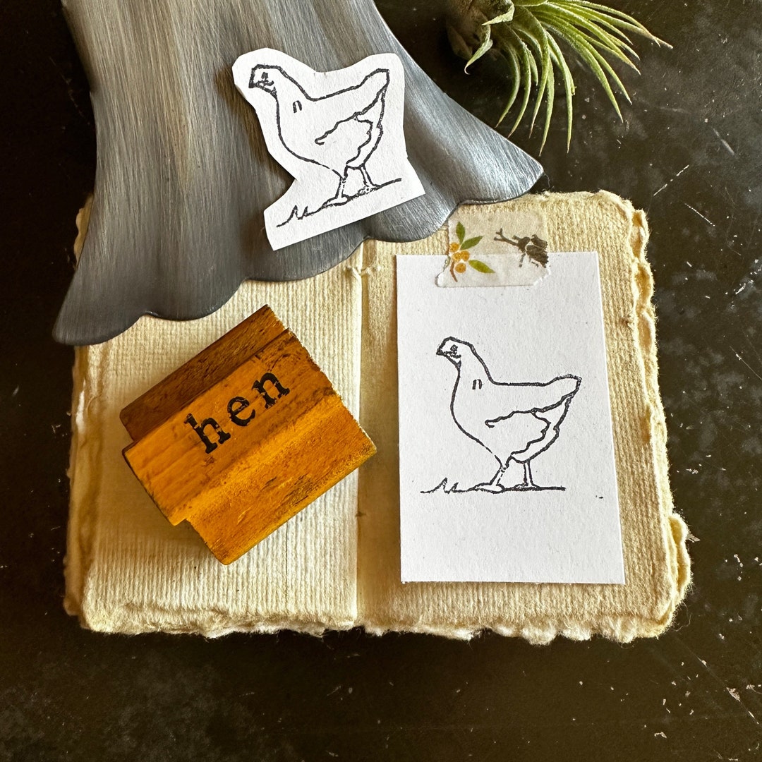 Vintage Hen Stamp, Farm Animal Rubber Stamps, Bird DIY & Happy Mail ...