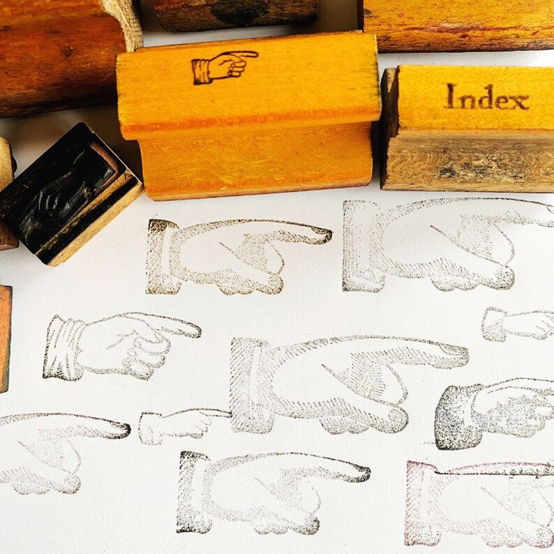 Choose Your Vintage Index Stamp Pointing Finger Hand Wood & - Etsy
