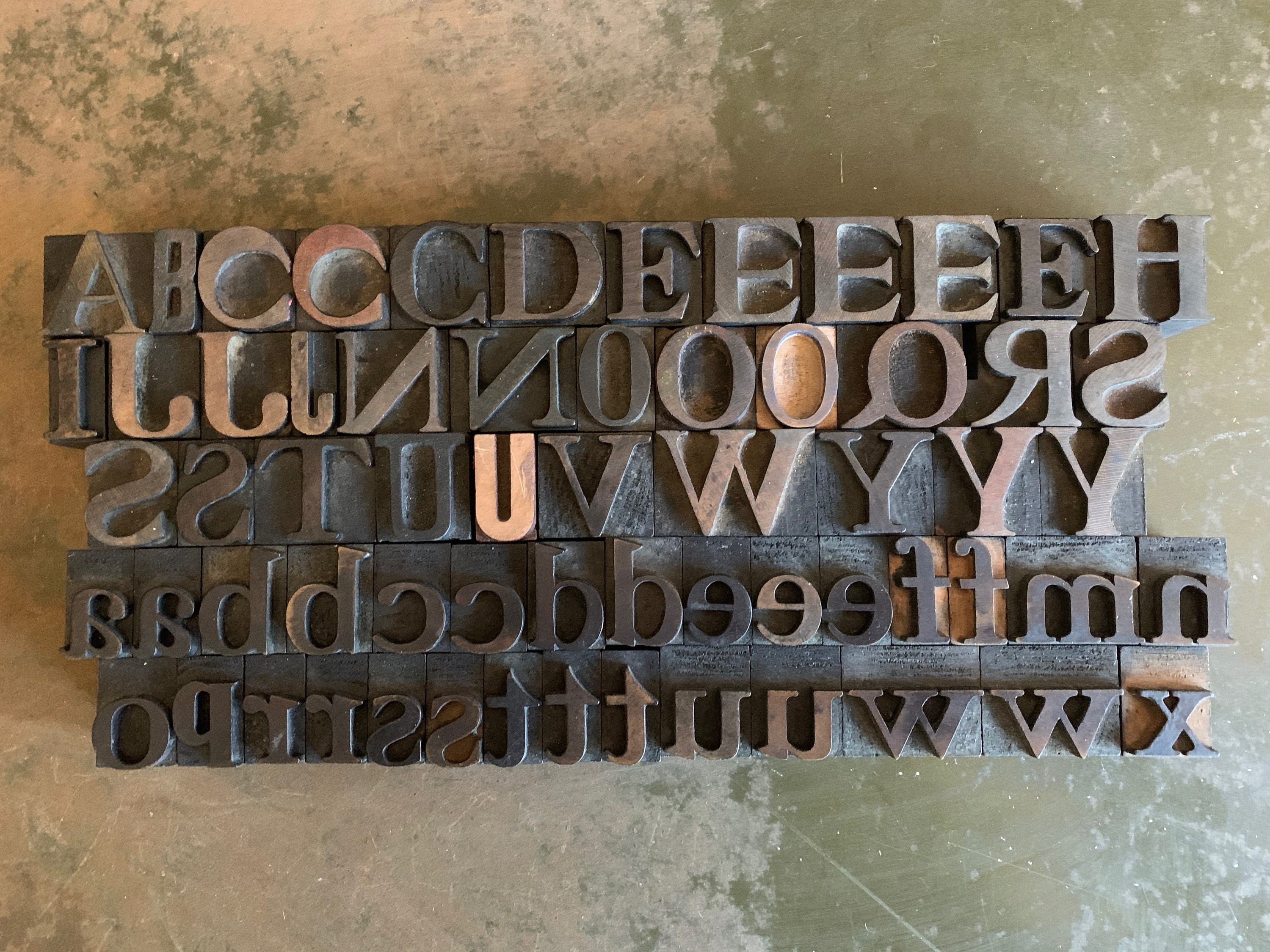 Vintage 13/16 Inch Letterpress Letters, Uppercase and Lowercase ...